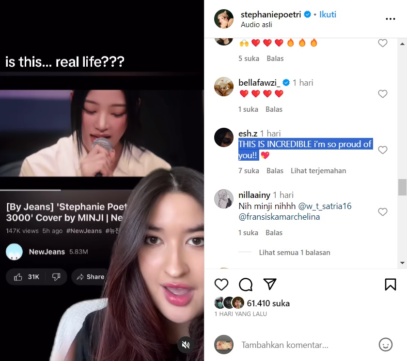 Stephanie Poetri Bangga Lagu I Love You 3000 Dinyanyikan Minji Newjeans